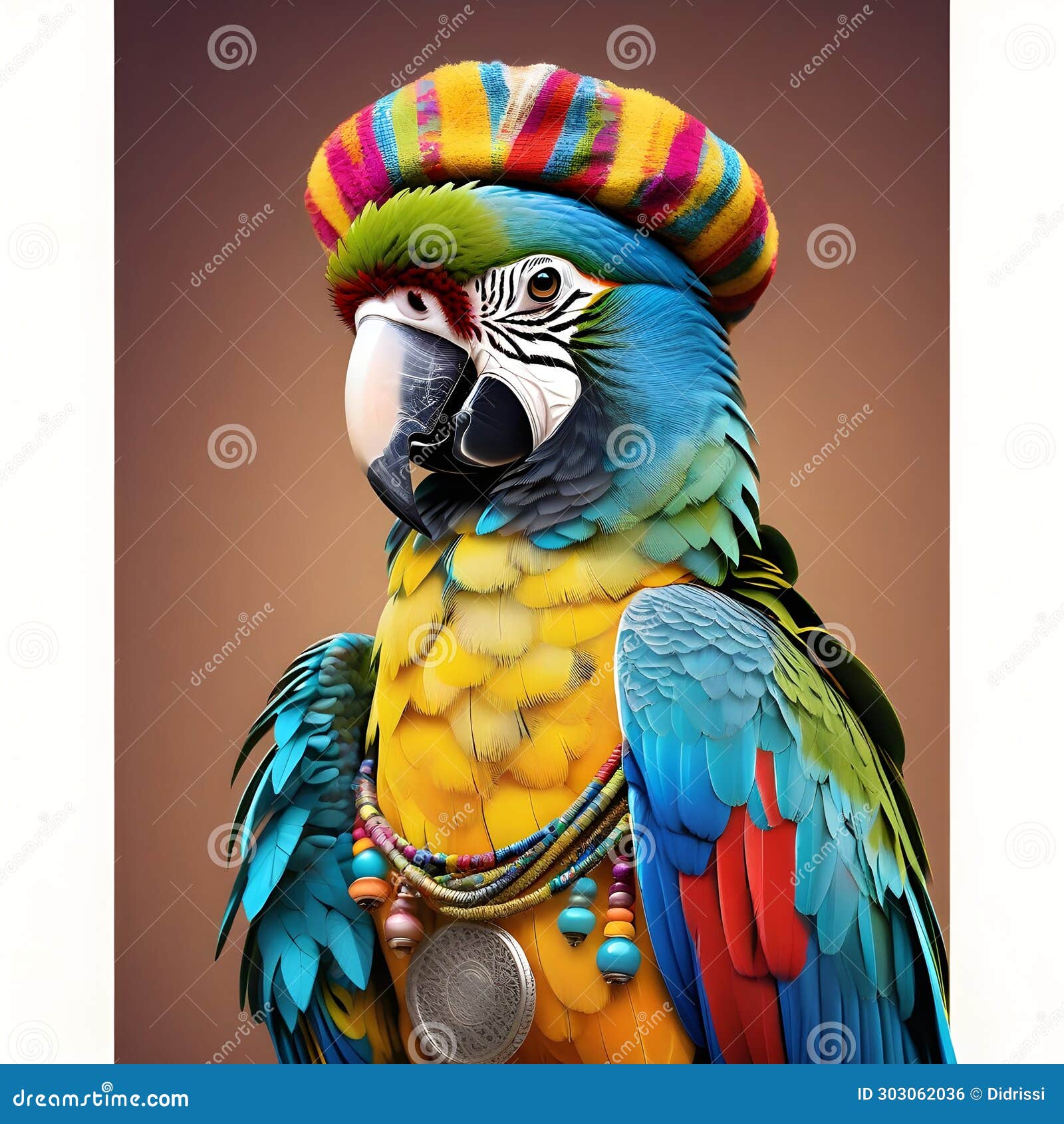 Parrot Dressed in Hippie Clothes: Humanization of Animals Concept Stock ...