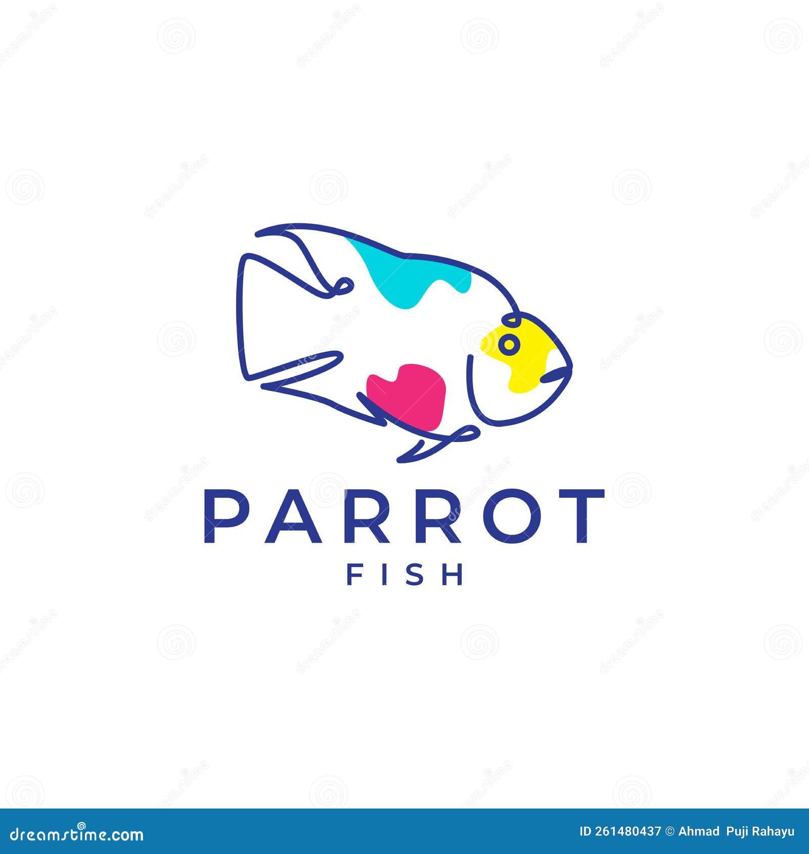 Parrot Fish Lines Art Abstract Logo Design Stock Vector - Illustration ...