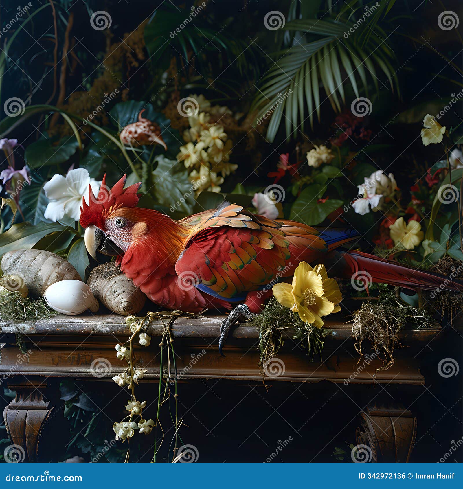 Parrot and Hen Sleeping Together. Stock Illustration - Illustration of ...