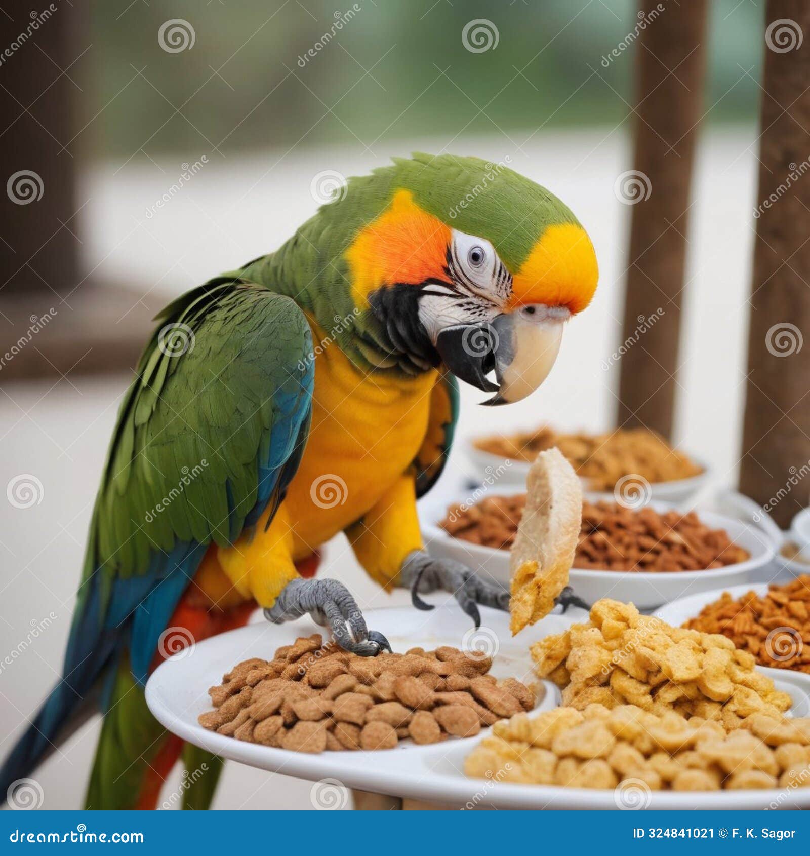 Close-up of Parrot Perching Stock Illustration - Illustration of fauna ...