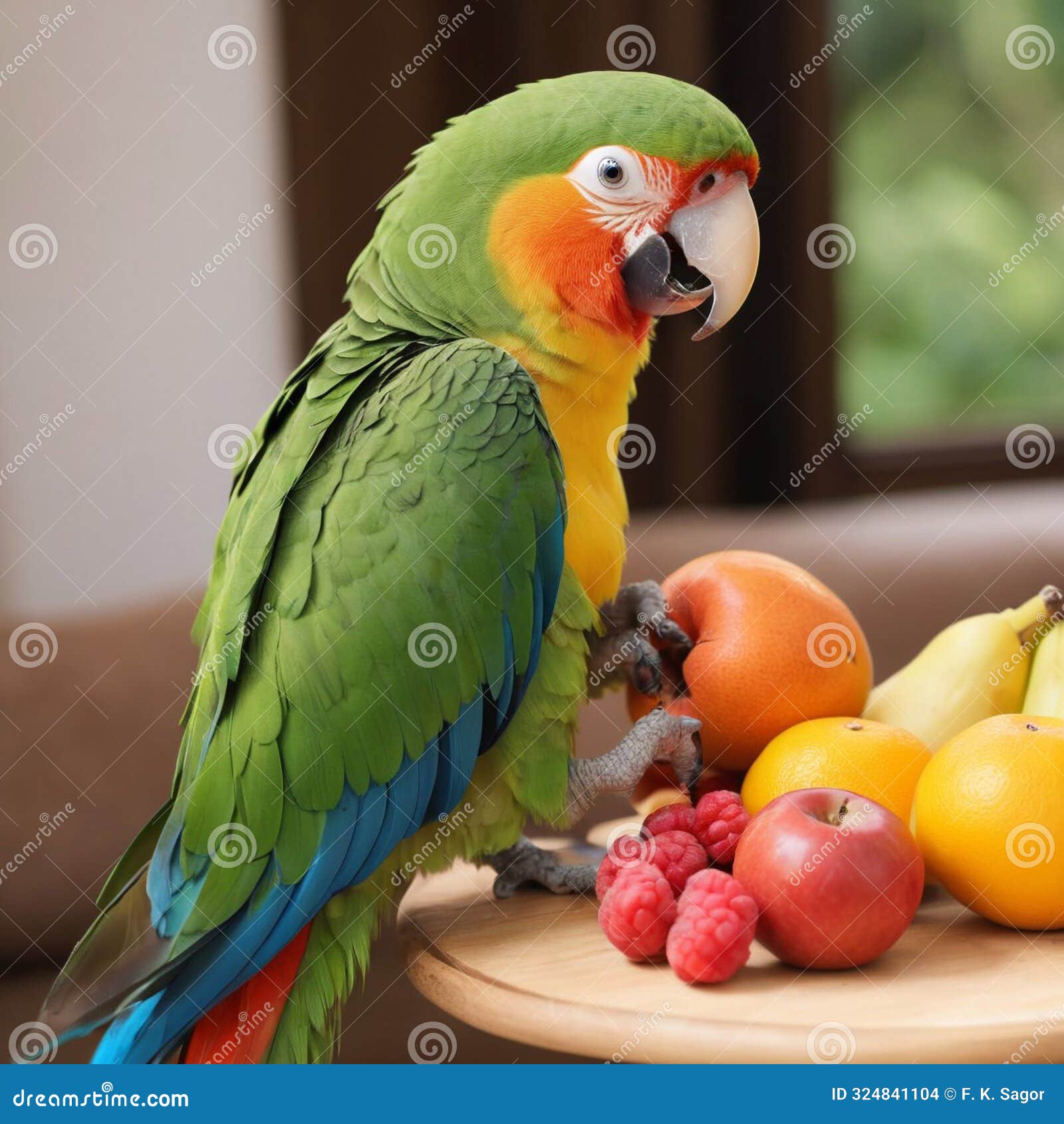 Parrot Eating the Food. Parrot Food is Scattered Stock Illustration ...