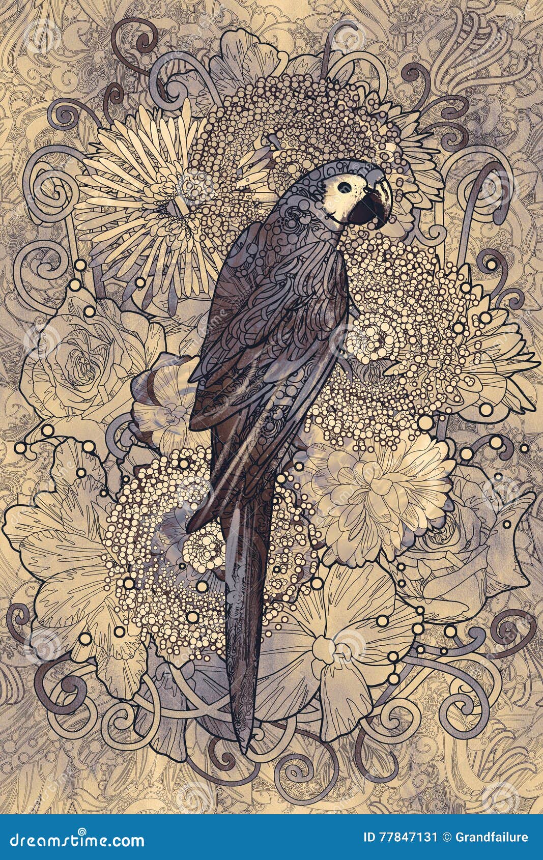 Parrot Line Drawing Vector Illustration | CartoonDealer.com #122567006