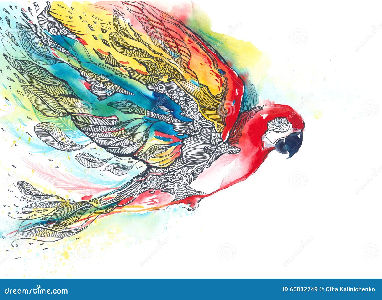 Parrot Flying Painting