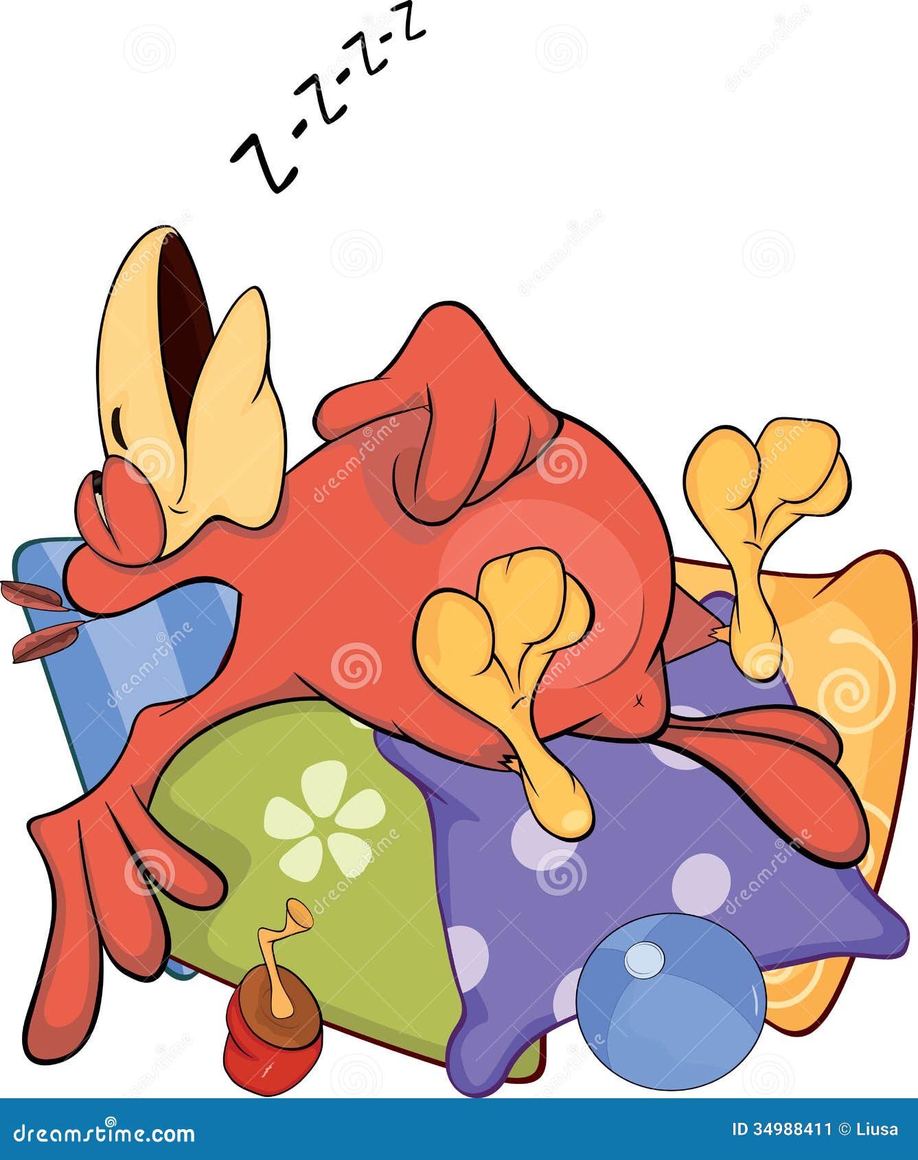 Parrot on pillows cartoon stock vector. Illustration of macaw - 34988411