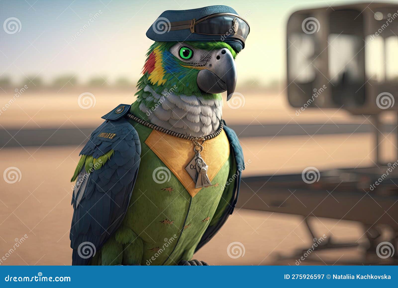 Parrot in a pilot uniform stock illustration. Illustration of parrot ...