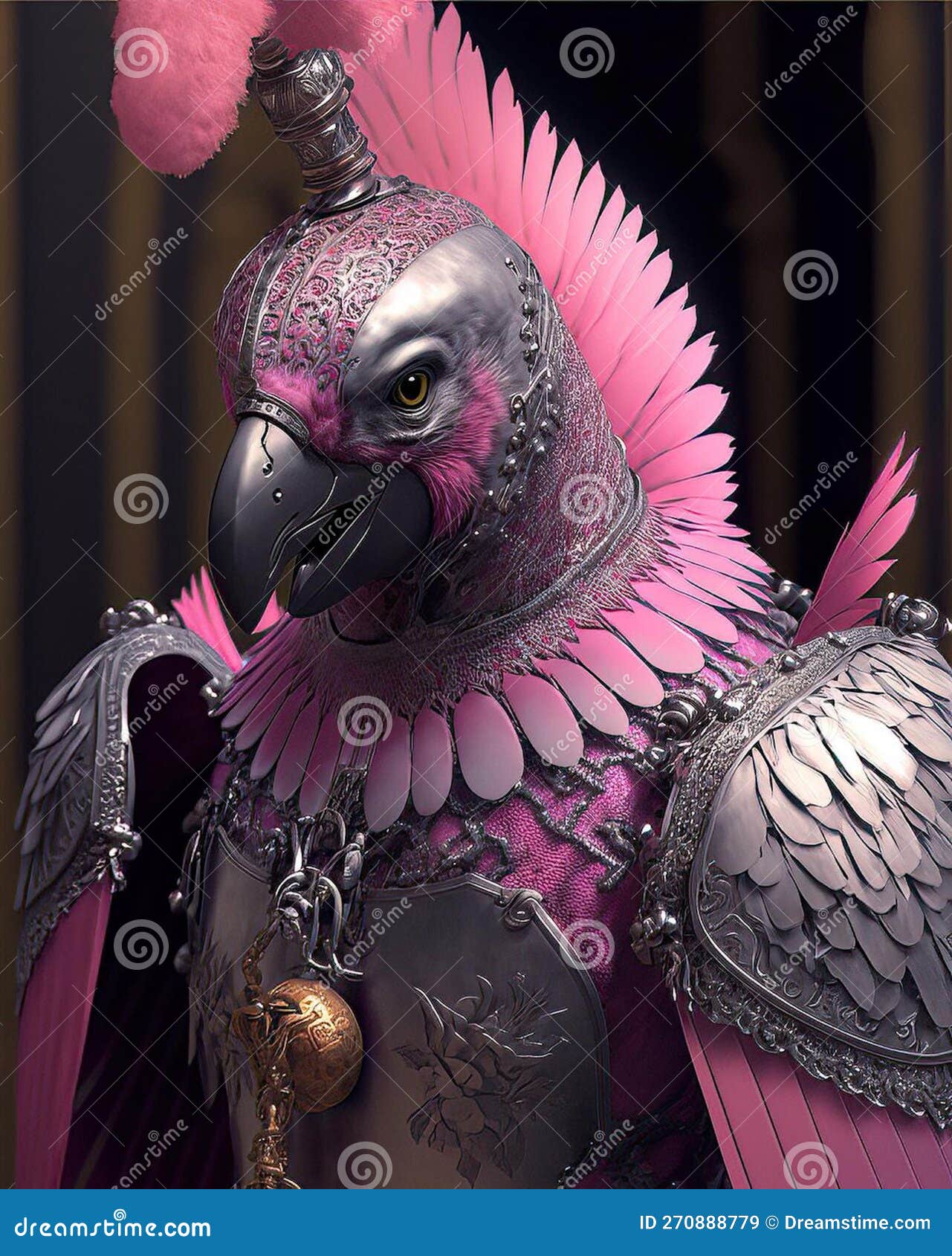 A Parrot pink with armor stock illustration. Illustration of flower ...