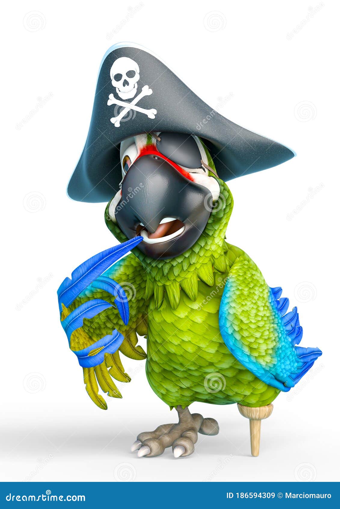 Parrot Pirate is Thinking about Stock Illustration - Illustration of ...