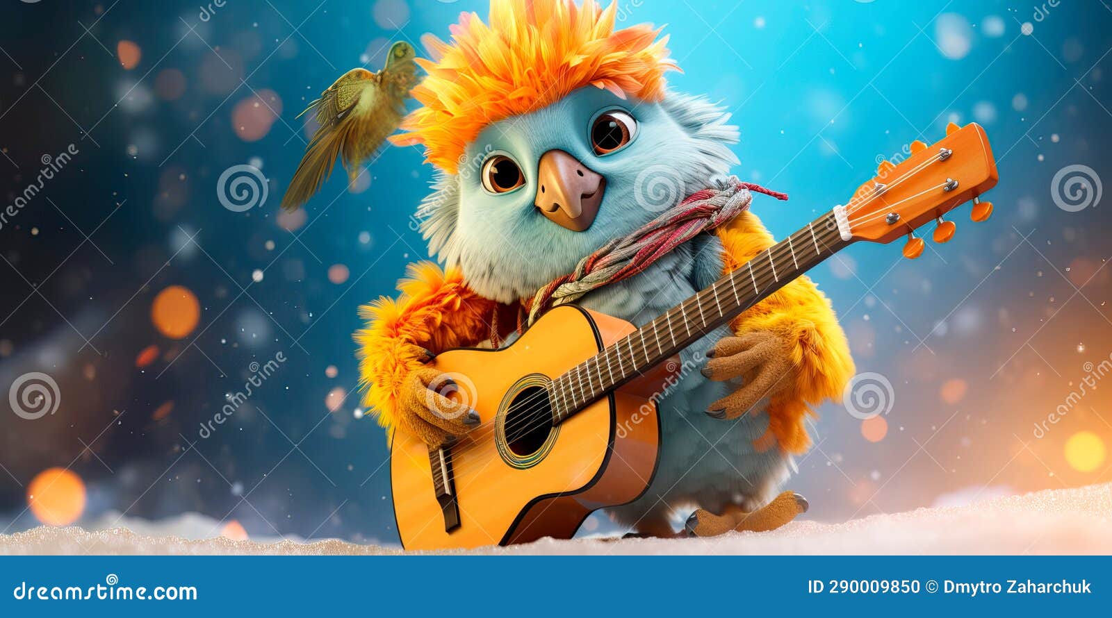 A Parrot Playing the Guitar in a Snowman Costume. Generative AI Stock ...