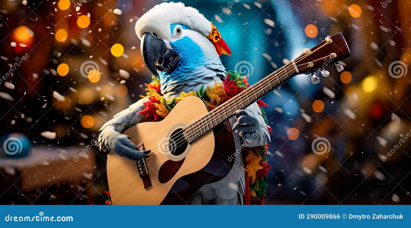 A Parrot Playing the Guitar in a Snowman Costume. Generative AI Stock ...