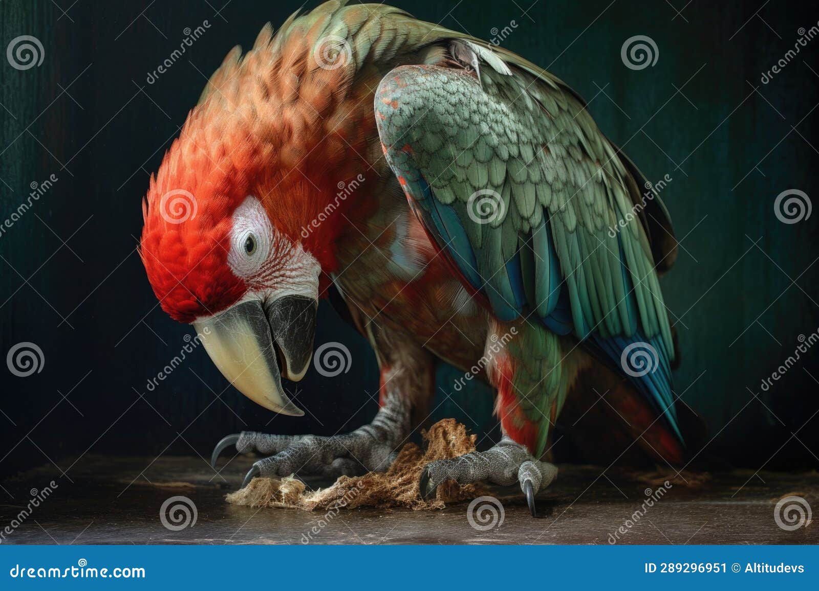Parrot Preening with Beak and Foot Interaction Stock Image - Image of ...
