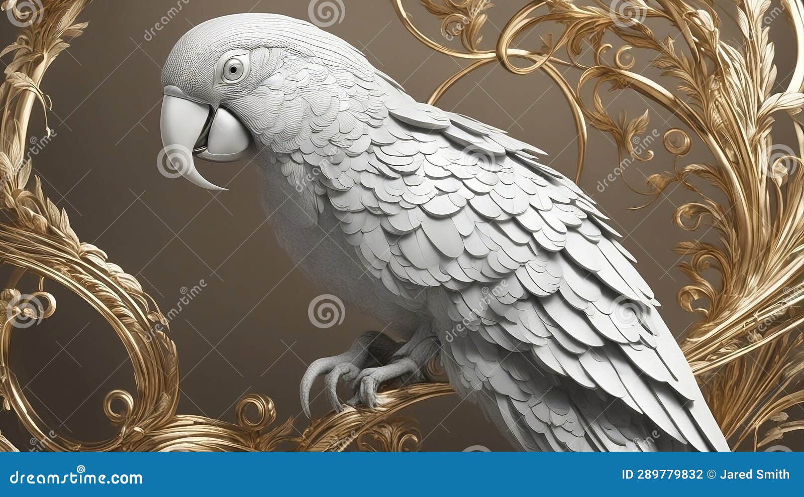 Parrot Statue Perched on a Golden Frame Ai Created Stock Illustration ...