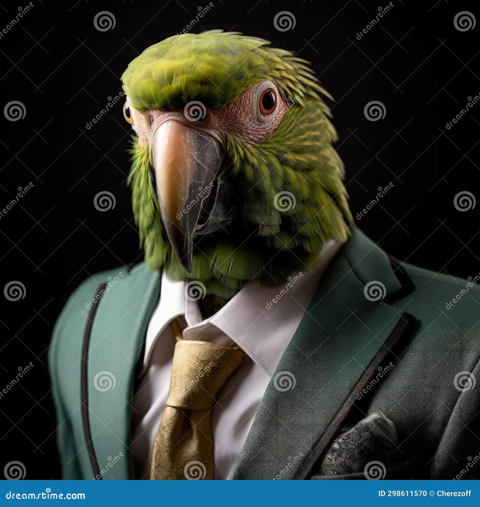 Parrot in suit and tie stock photo. Image of parrot - 298611570