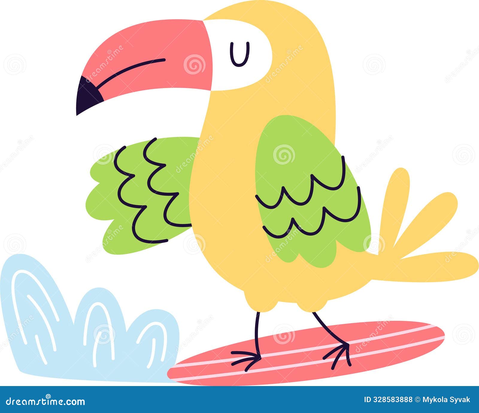 Parrot on Surf Board stock illustration. Illustration of board - 328583888
