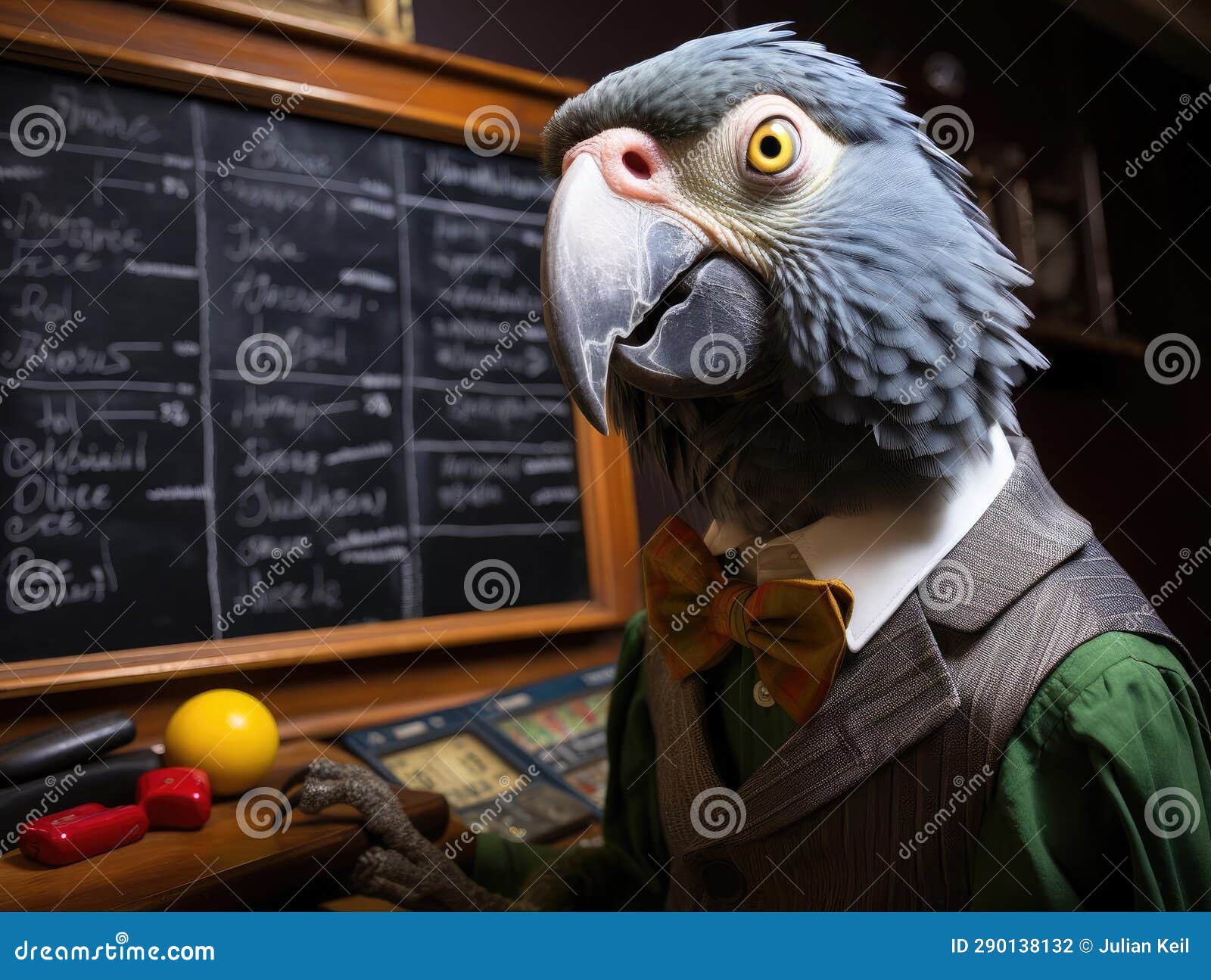 Parrot Teacher in Suit Writing Math Stock Illustration - Illustration ...