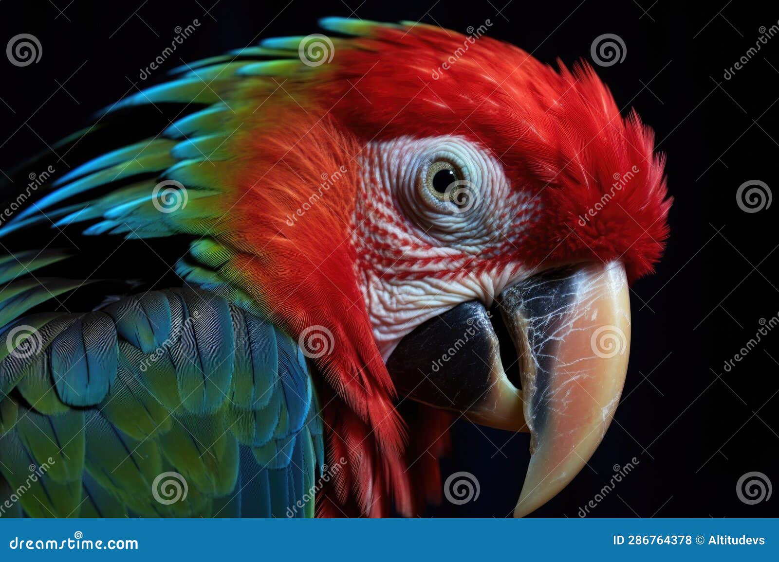 Parrot Using Beak To Carefully Preen Wing Feathers Stock Illustration ...