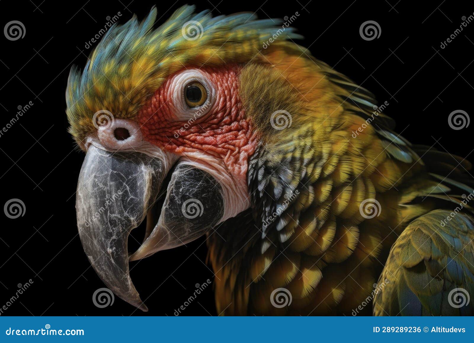 Parrot Using Beak To Carefully Preen Wing Feathers Stock Photo - Image ...