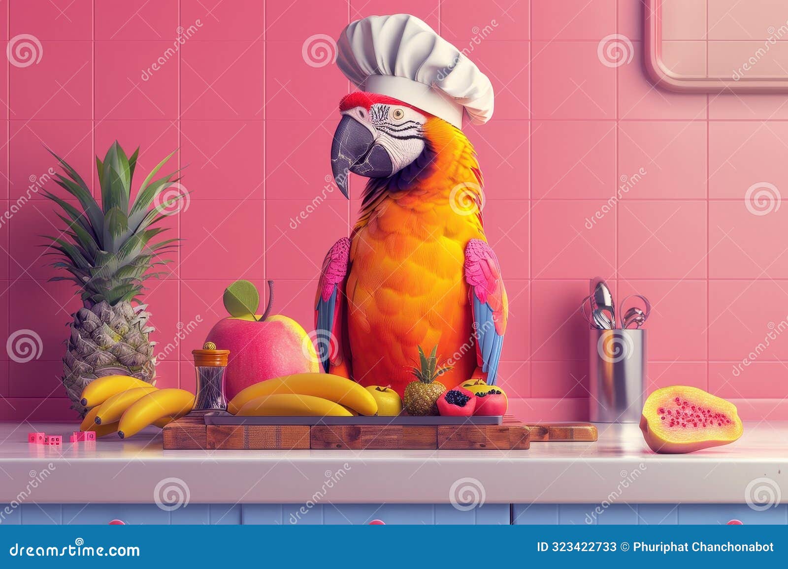 A Parrot is Wearing a Chef S Hat with Generative AI Stock Illustration ...