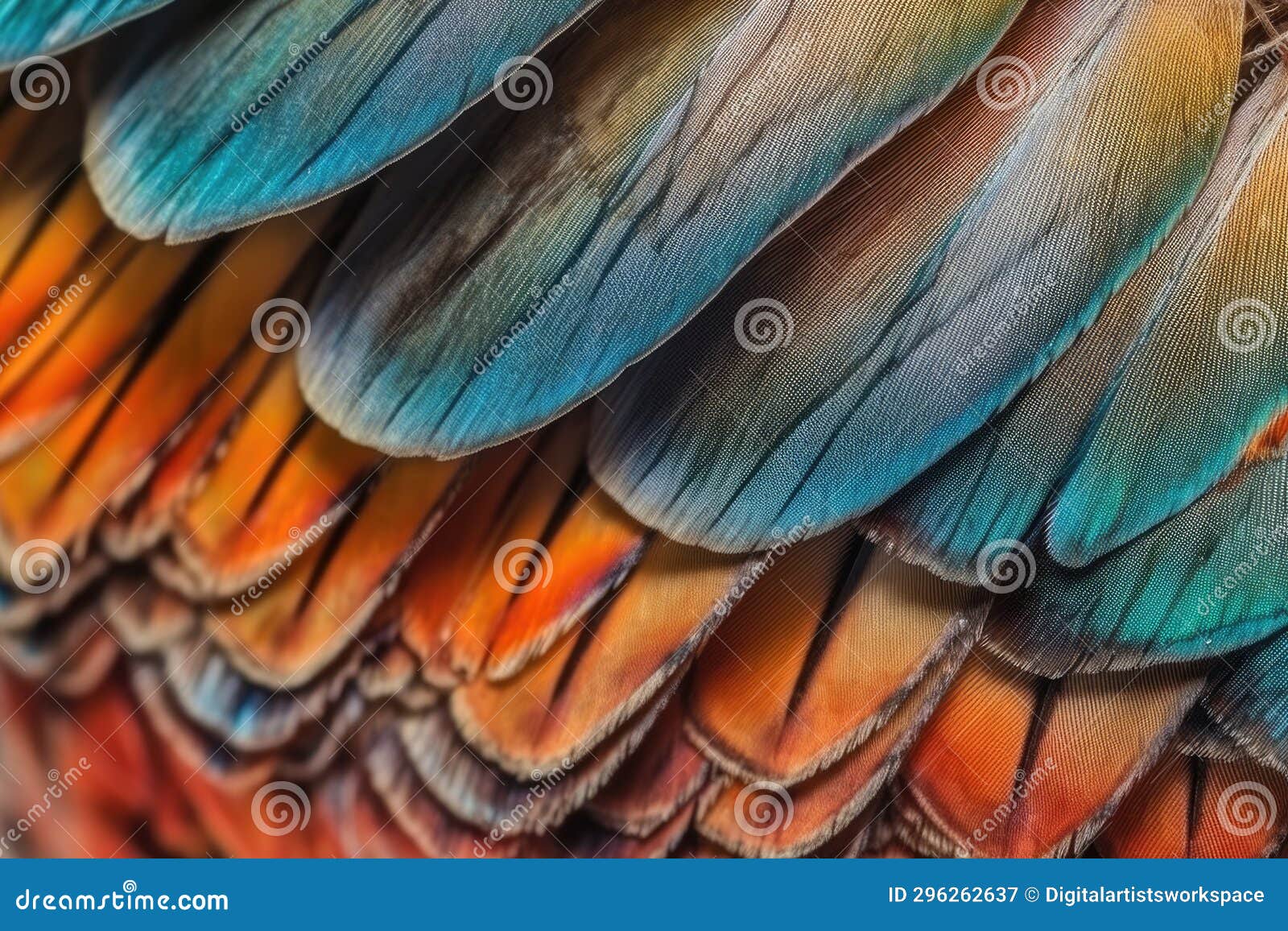 Parrot Wing Under the Microscope in Soft Pastel Color. Macro Art ...