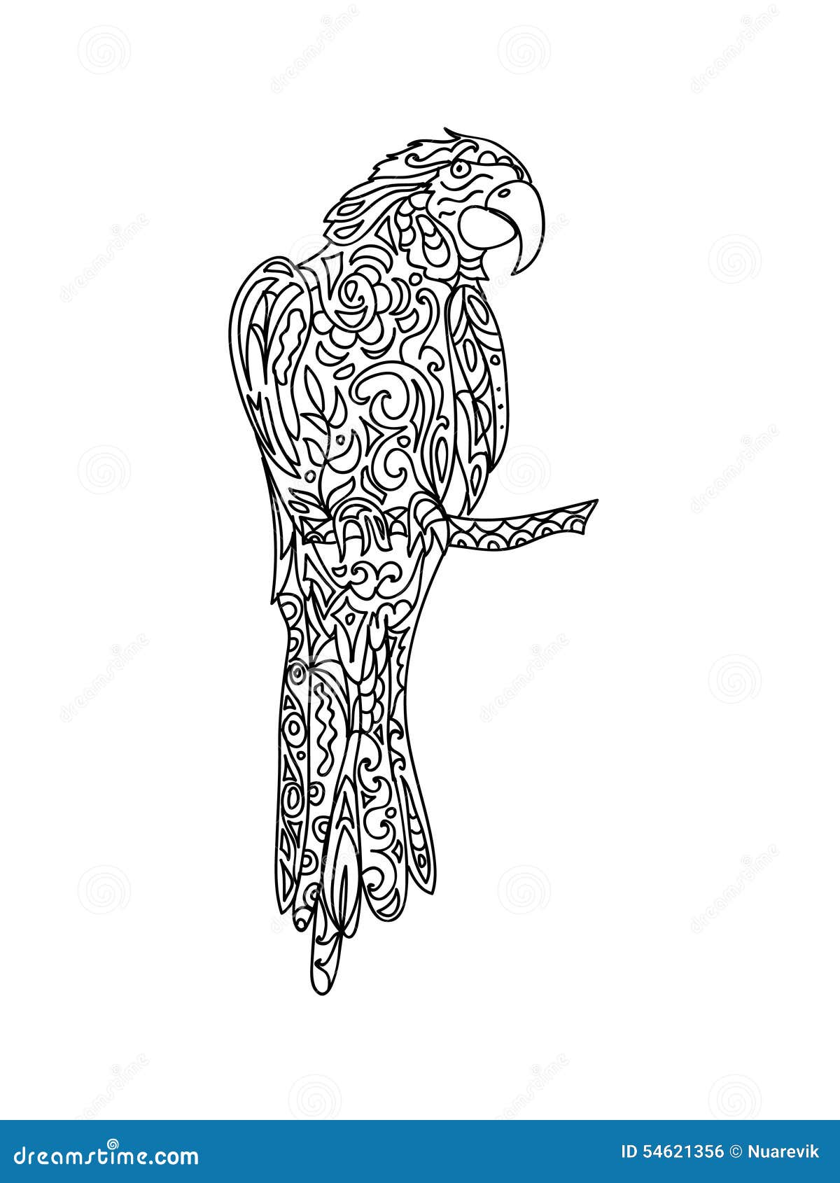 Parrot zentangle stock illustration. Illustration of shape - 54621356