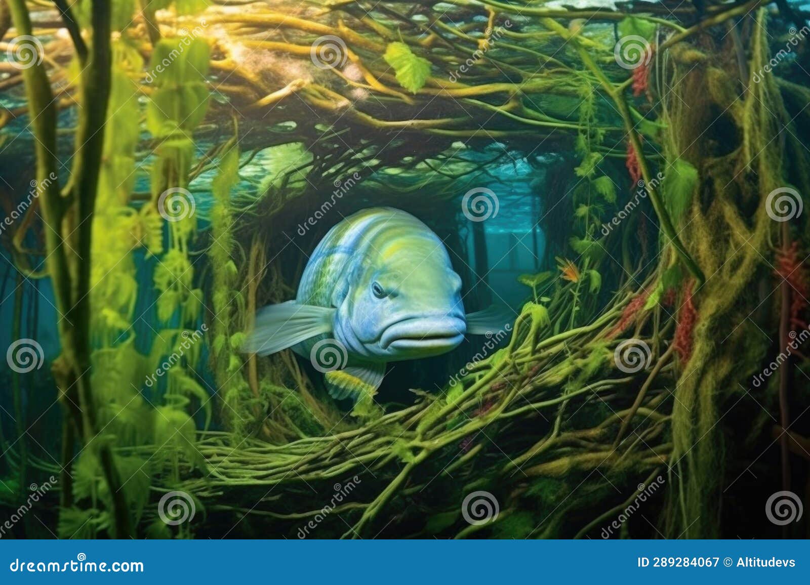 Parrotfish Hidden in a Cocoon Amidst Marine Vegetation Stock Image ...
