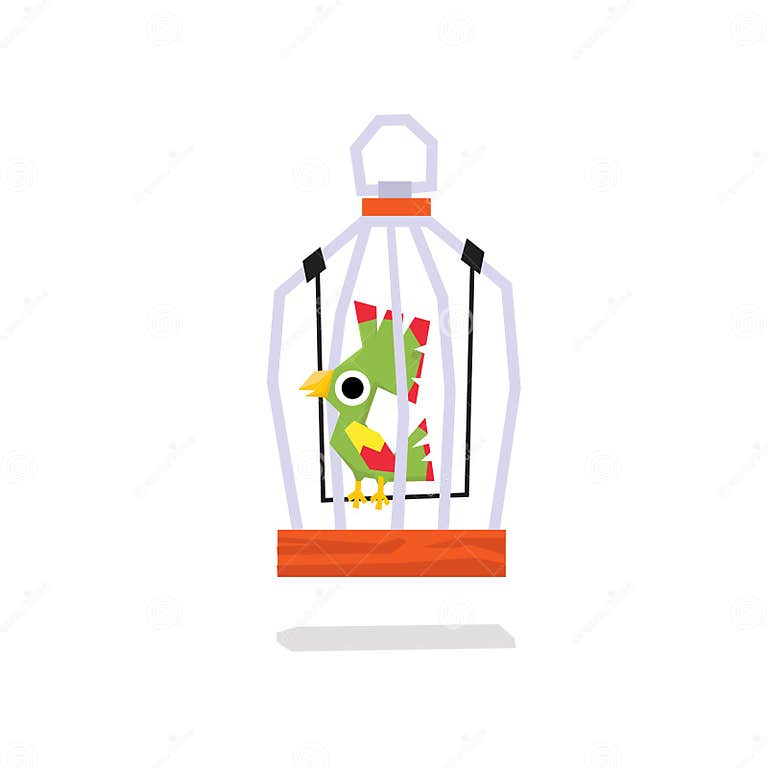 Parrots in a Cage. Vector Illustration Stock Vector - Illustration of ...
