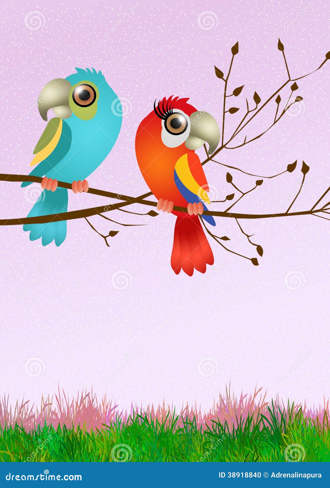Parrots in love stock illustration. Illustration of colorful - 38918840