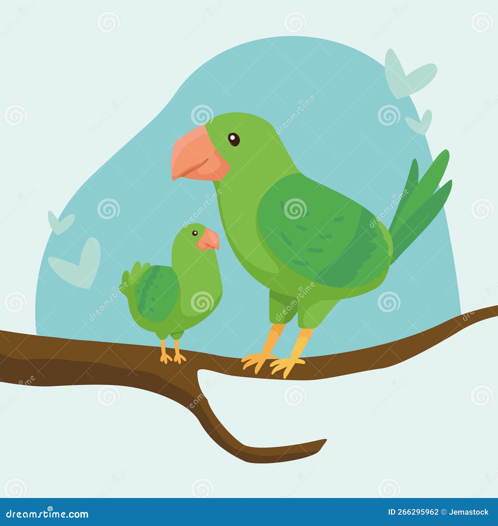 Parrots mom and baby stock illustration. Illustration of animals ...