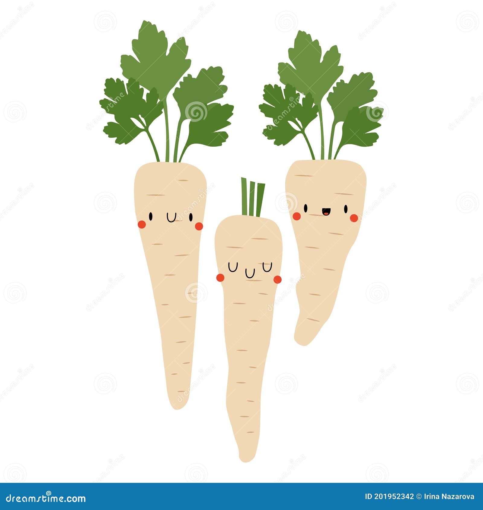 Kawaii Cartoon Fresh Parsnip Vegetable Stock Vector - Illustration of ...