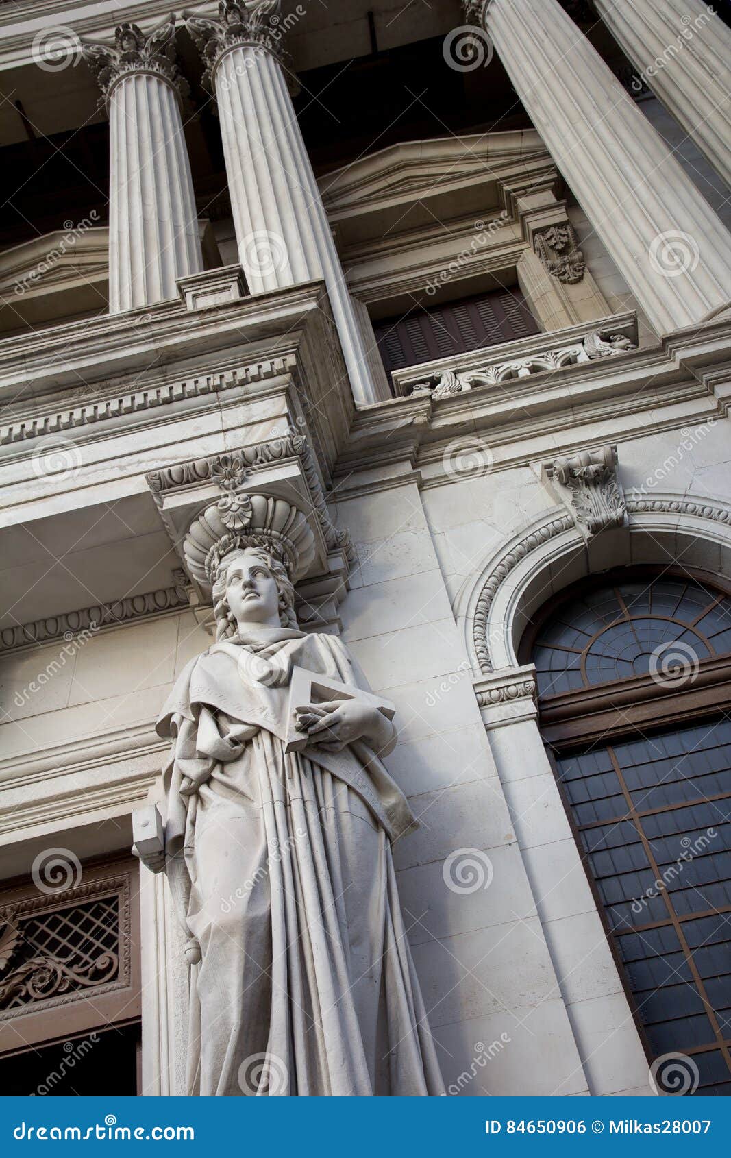 Part of Ancient Building with Columns and Statue Stock Photo - Image of ...