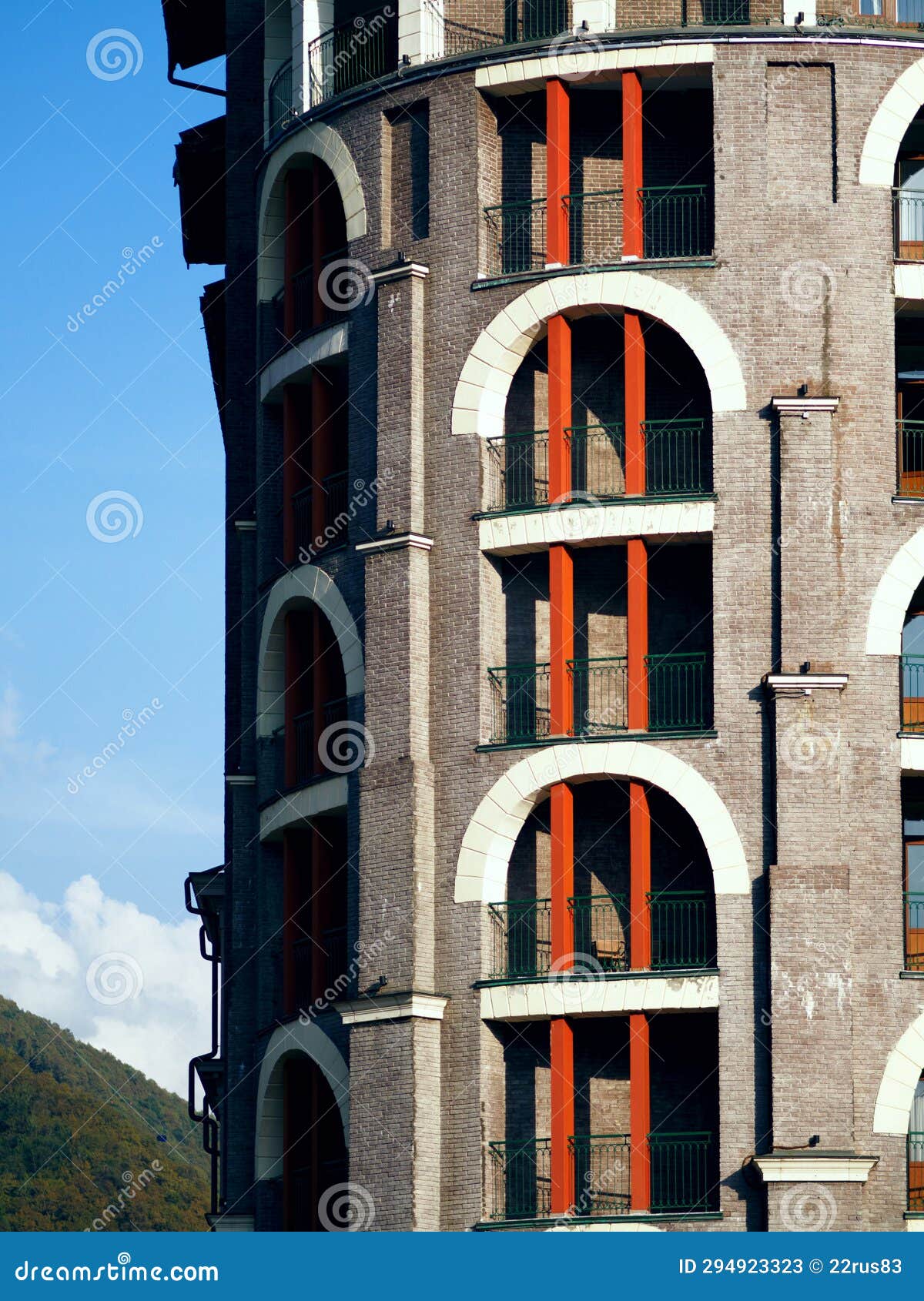 Part of Ancient Stone Tower with Arched Windows. Tourist Attraction ...