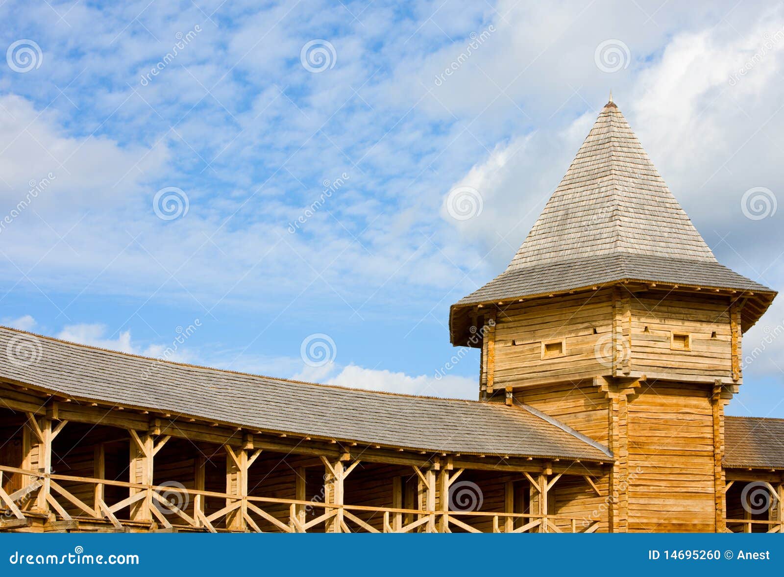 Part of Ancient Wooden Fortification Stock Photo - Image of tower, fort ...