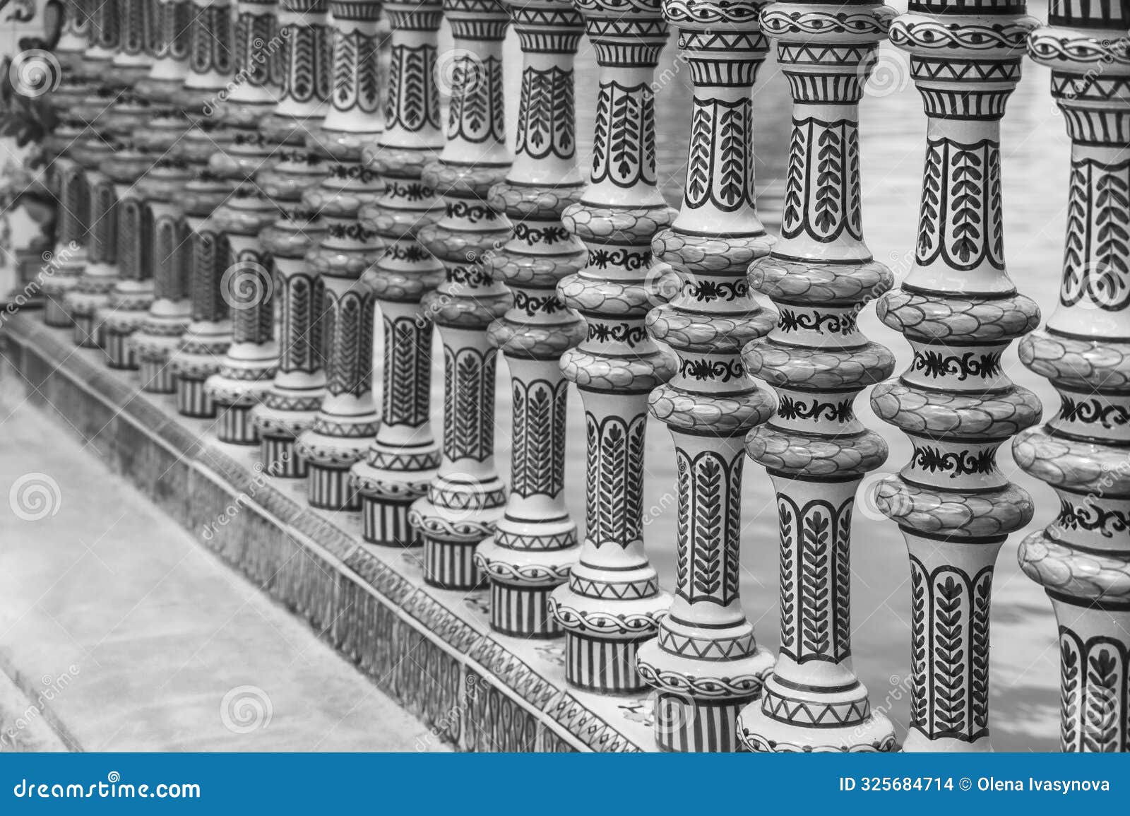 Part of the Antique Spanish Ceramic Balusters in the Railing in ...