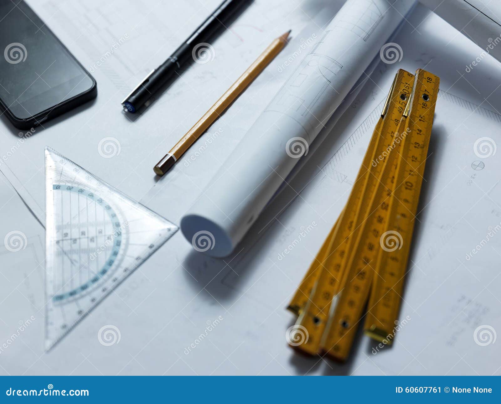 Part of Architectural Project Stock Image - Image of plans, business ...