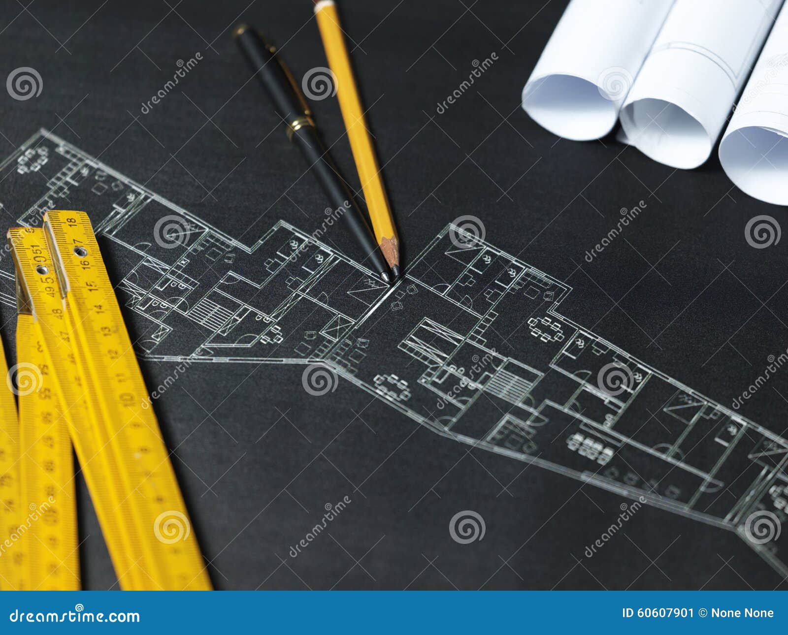 Part of Architectural Project Stock Image - Image of construction ...