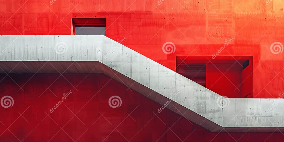 Abstract Angled Architecture with a Red and White Minimal Design Theme ...