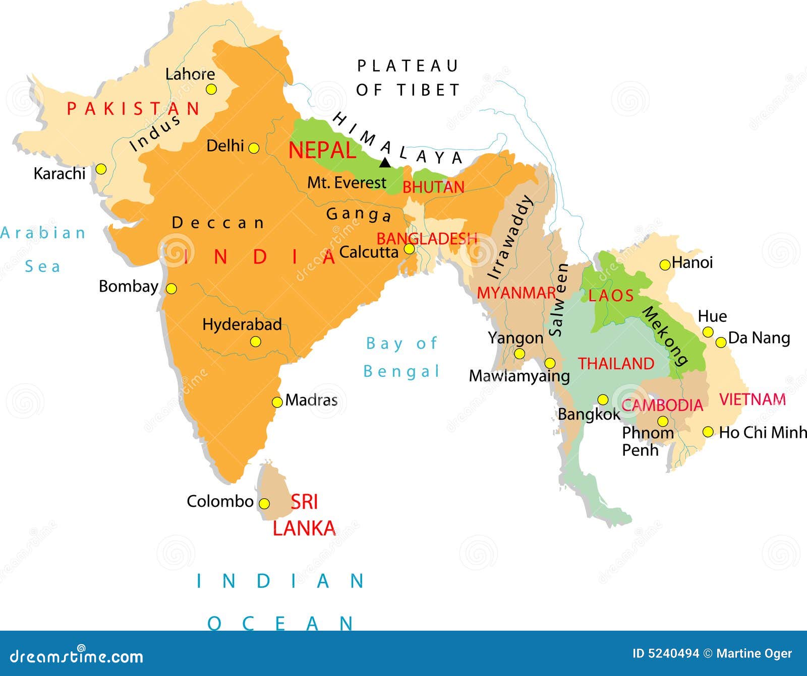 A part of Asia. stock vector. Illustration of laos, bangladesh - 5240494