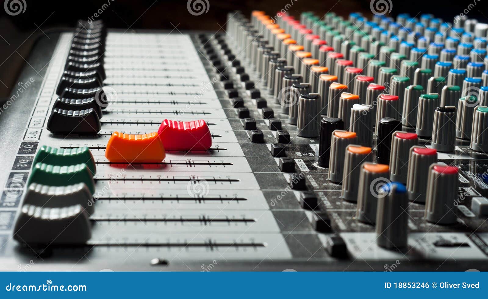 Part of an Audio Sound Mixer Stock Photo - Image of effect, button ...