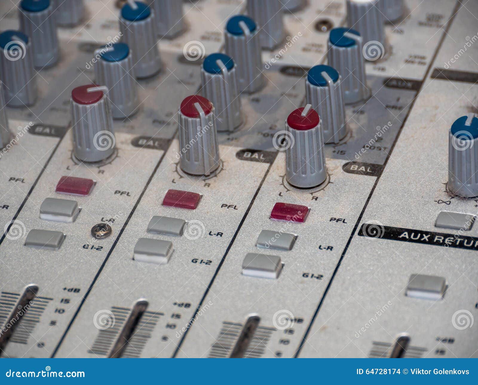 Part of an Audio Sound Mixer with Buttons Stock Photo - Image of club ...