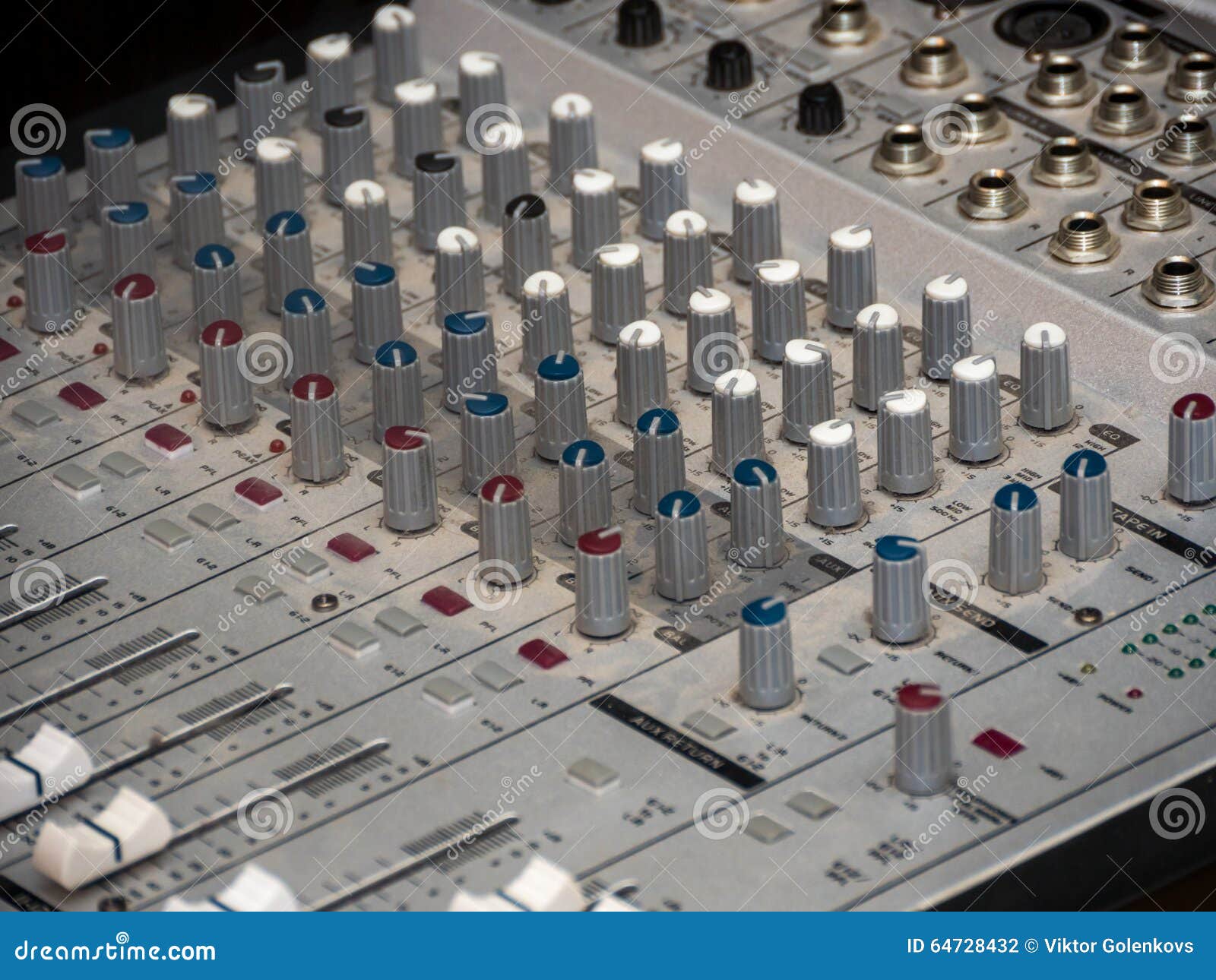 Part of an Audio Sound Mixer with Buttons Stock Photo - Image of ...