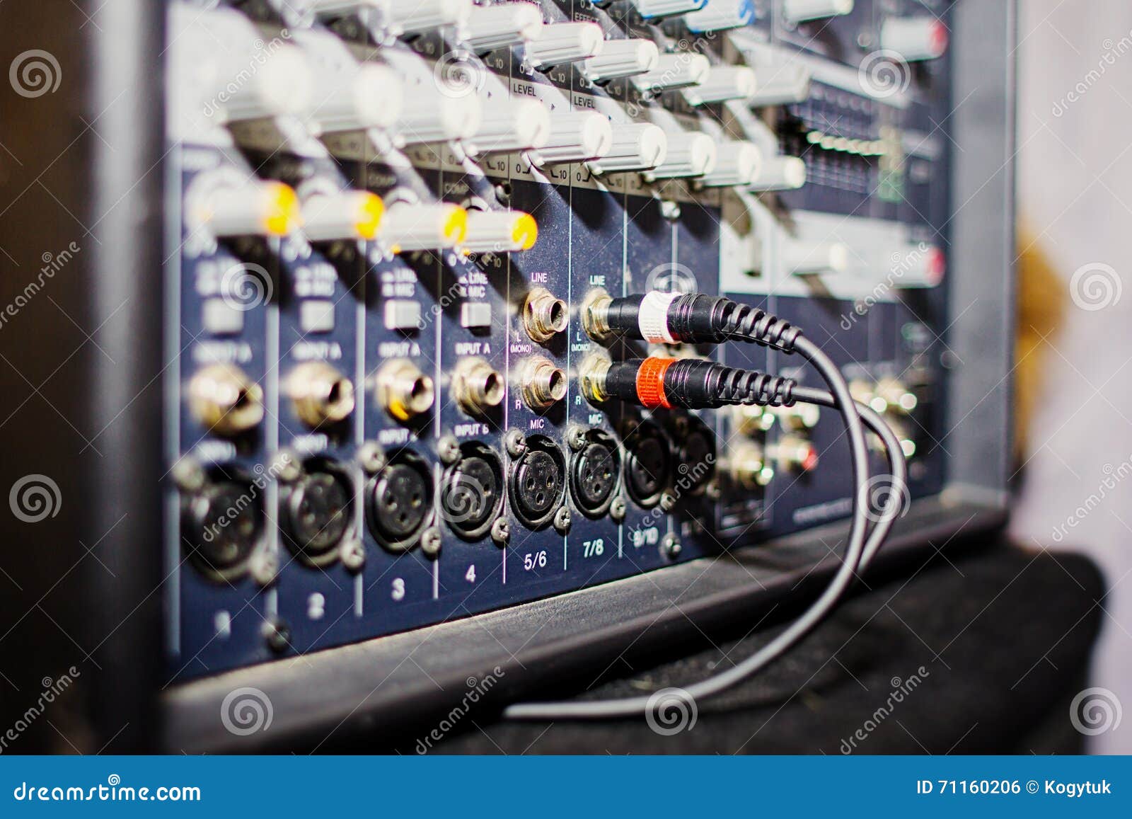 Part of an Audio Sound Mixer with Buttons and Sliders Stock Photo ...