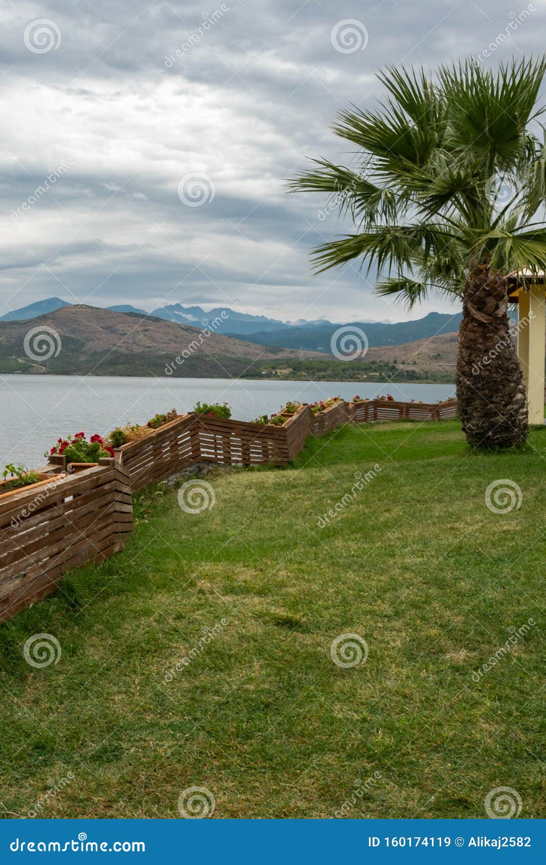 Part of Backyard, Garden with Lake and Mountain View Stock Image ...