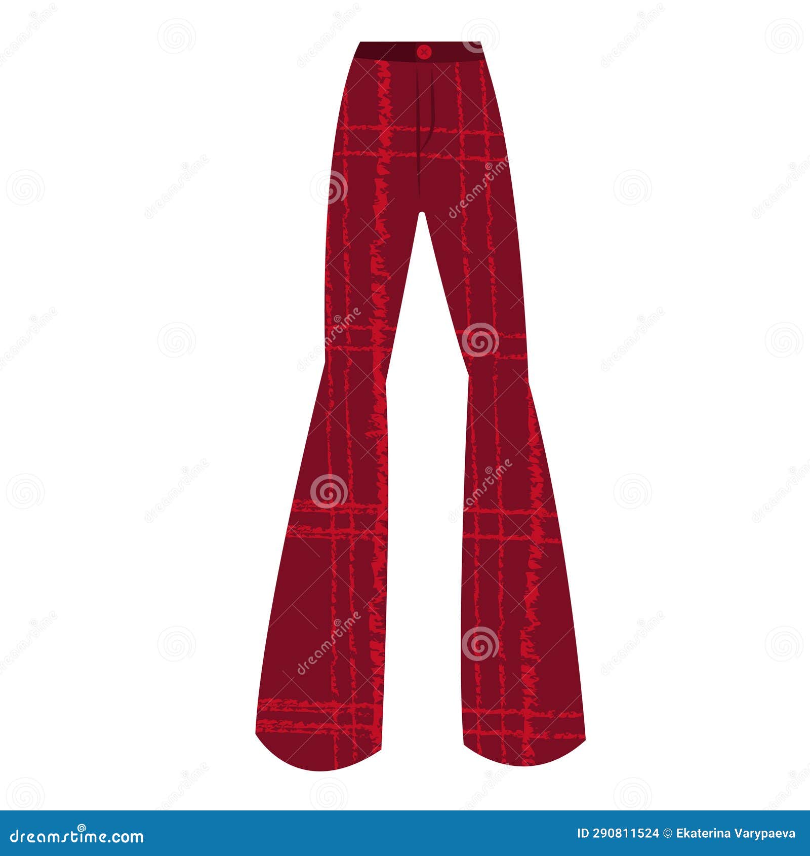 Flared Trousers Technical Fashion Illustration. Plaid Pants Fashion ...