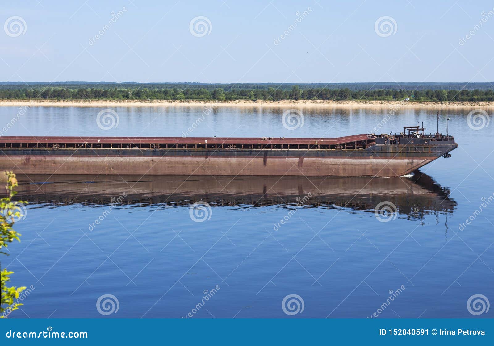 Part of the Big Barges Coming Down the River Stock Image - Image of ...