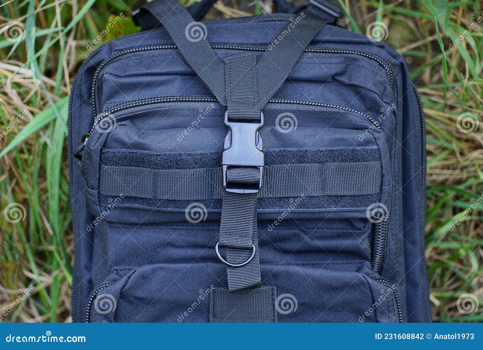 Part of a Black Tactical Backpack with Harnesses Stock Photo - Image of ...
