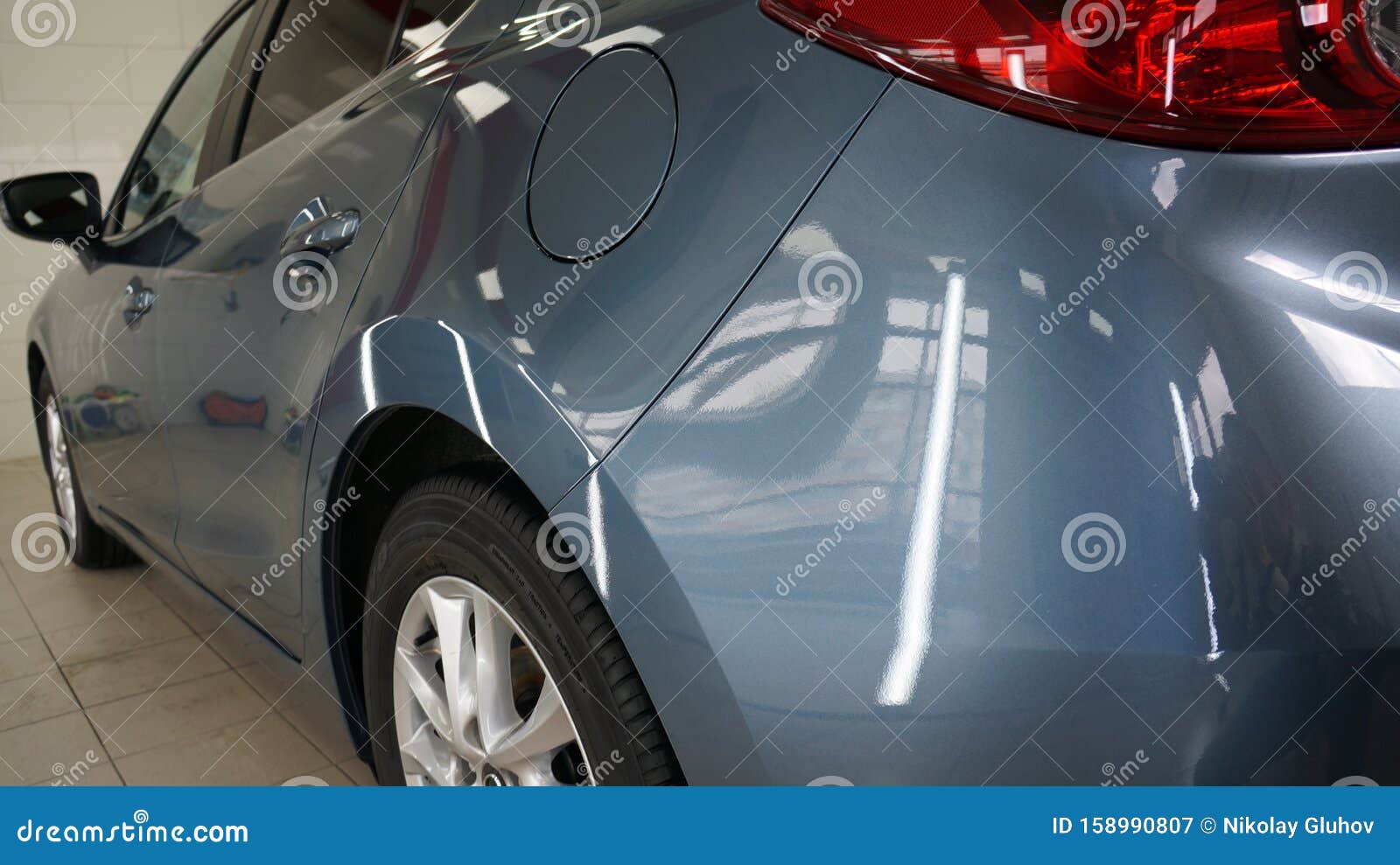 Part of the blue-gray car. stock image. Image of closeup - 158990807