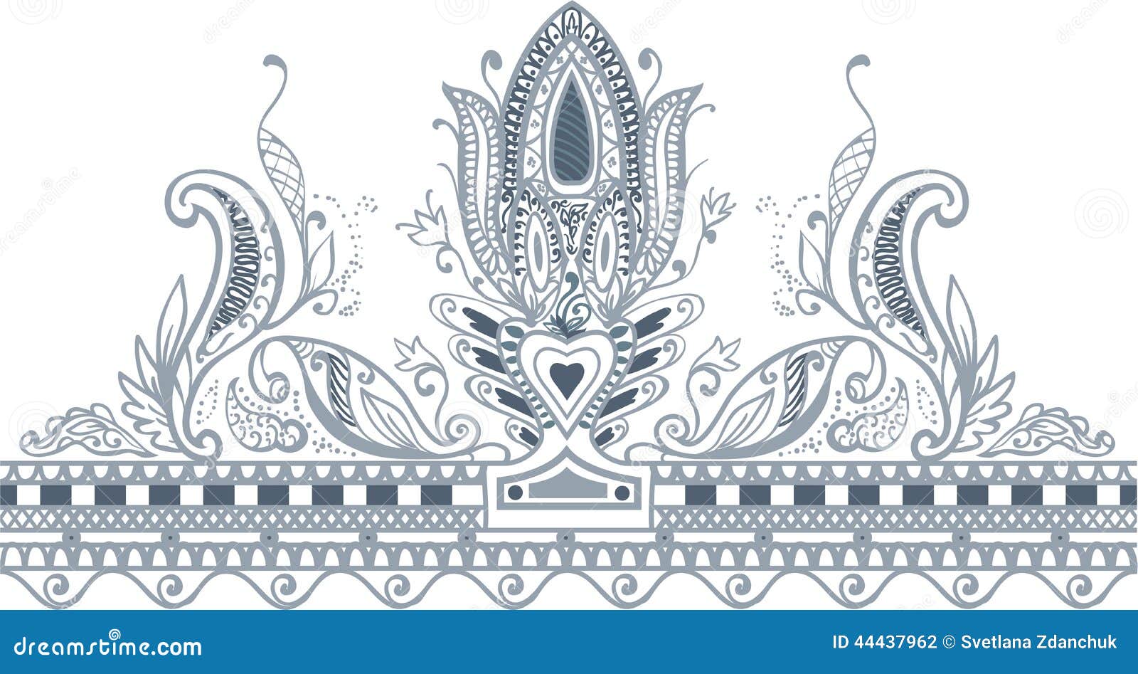 Part border paisley style stock vector. Illustration of india - 44437962
