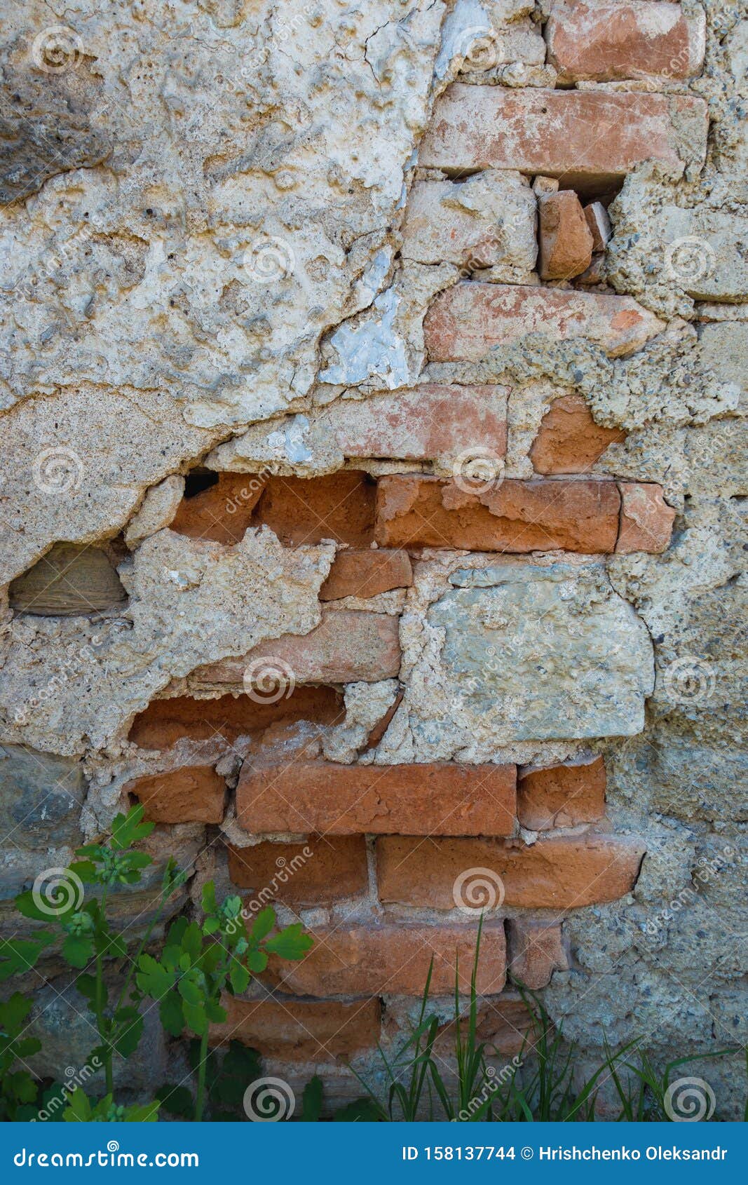 Part of Brick House Collapsed of Plaster Stock Photo - Image of frame ...
