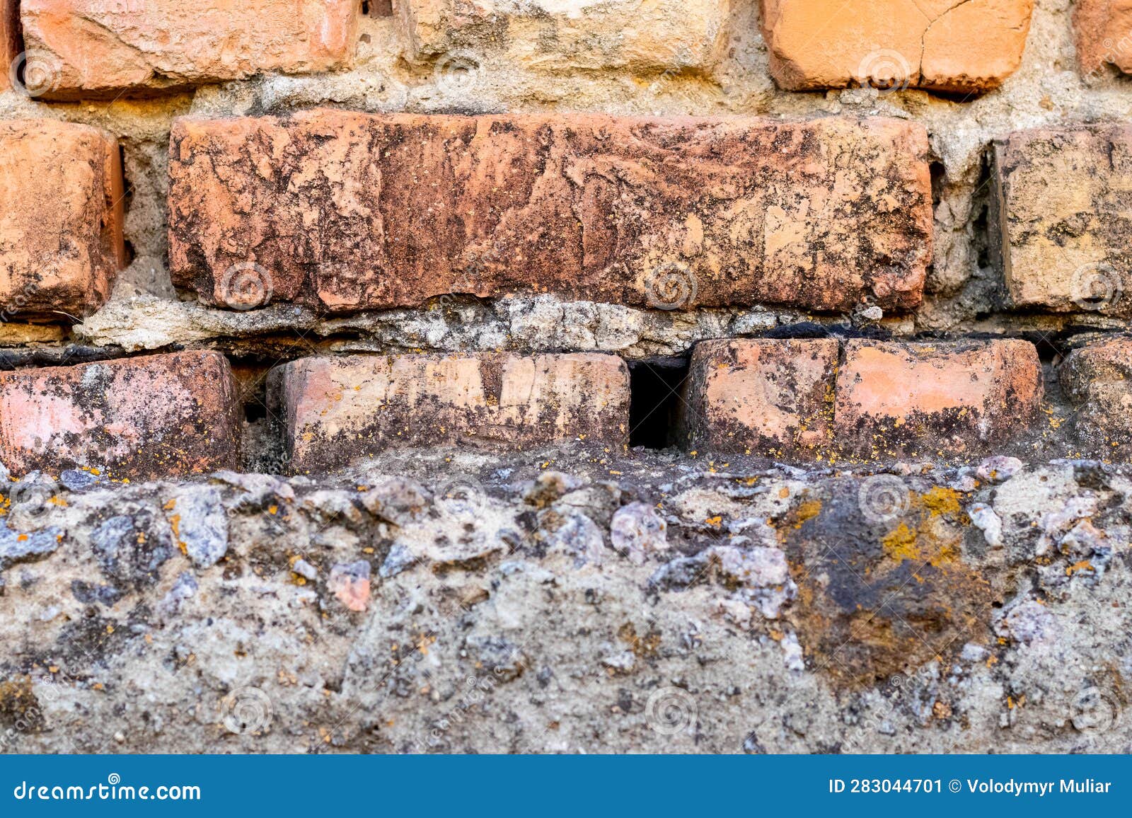 Part of a Brick Wall on a Concrete Foundation Stock Image - Image of ...