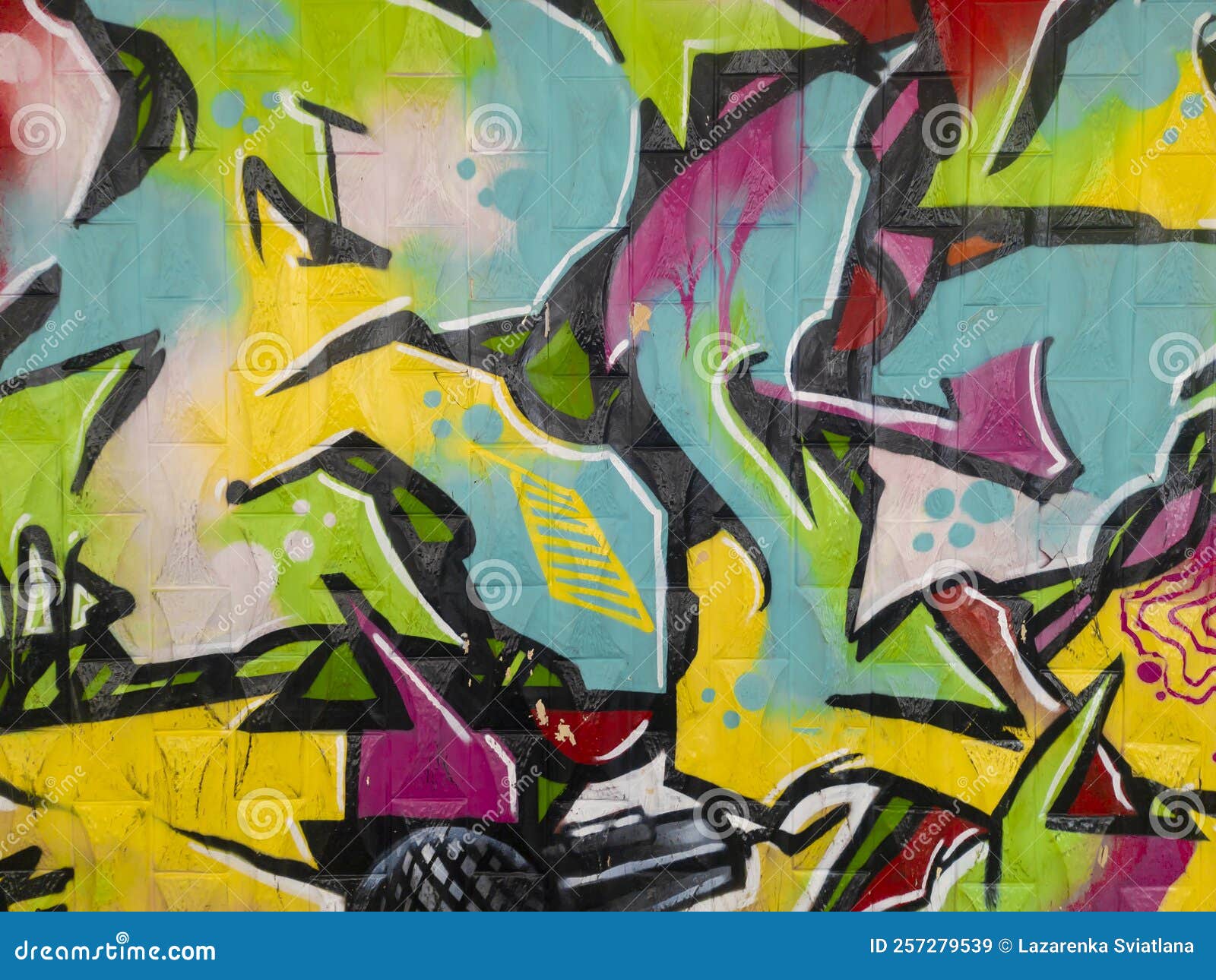 Part of a Bright Multi-colored Wall Graffiti Editorial Stock Image ...
