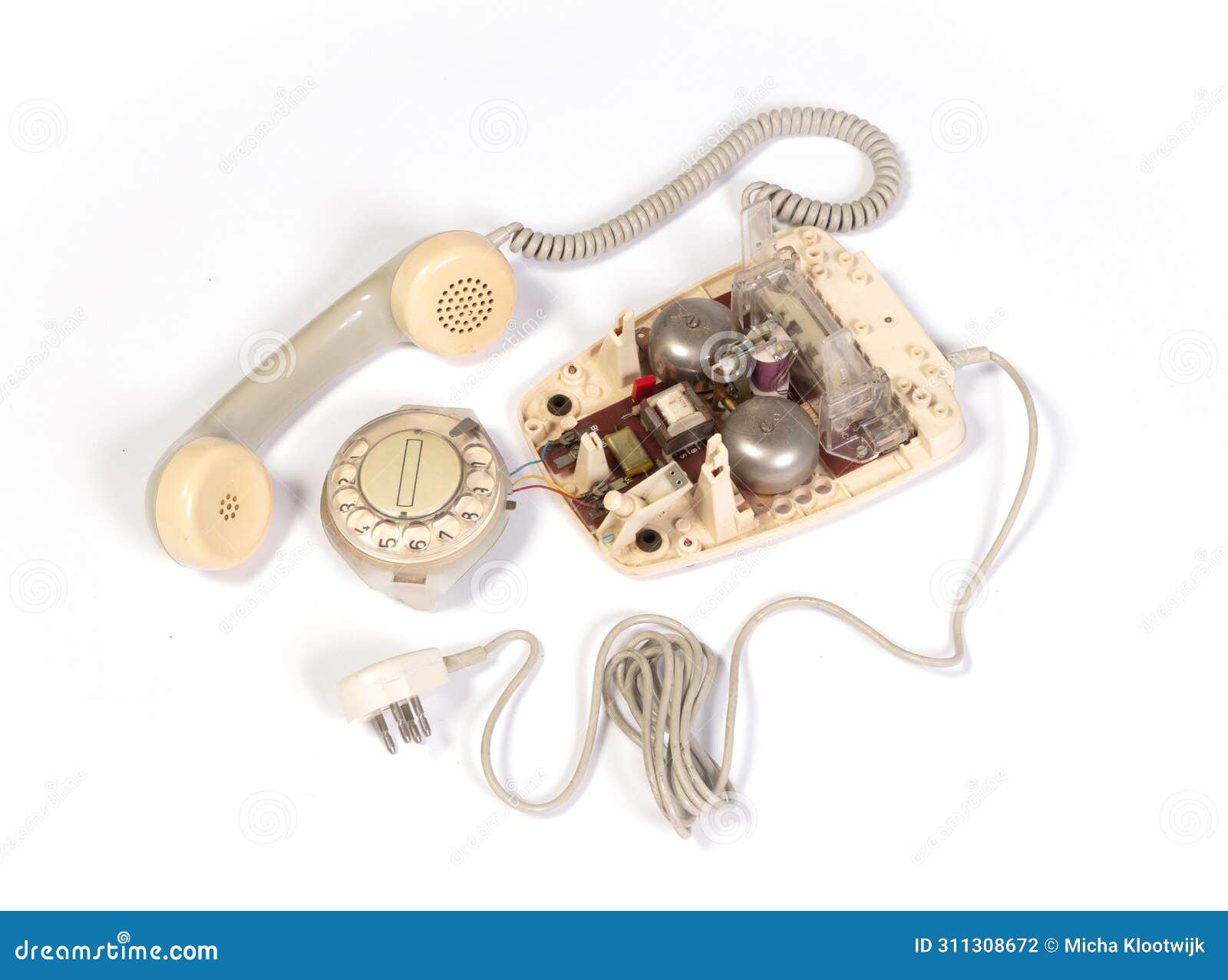 Part of a Broken Old Telephone, Phone with Dial Plate - Plastic Phone ...